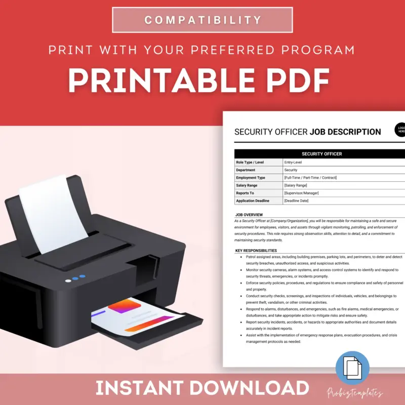 Security Officer Job Description Template | ProBizTemplates