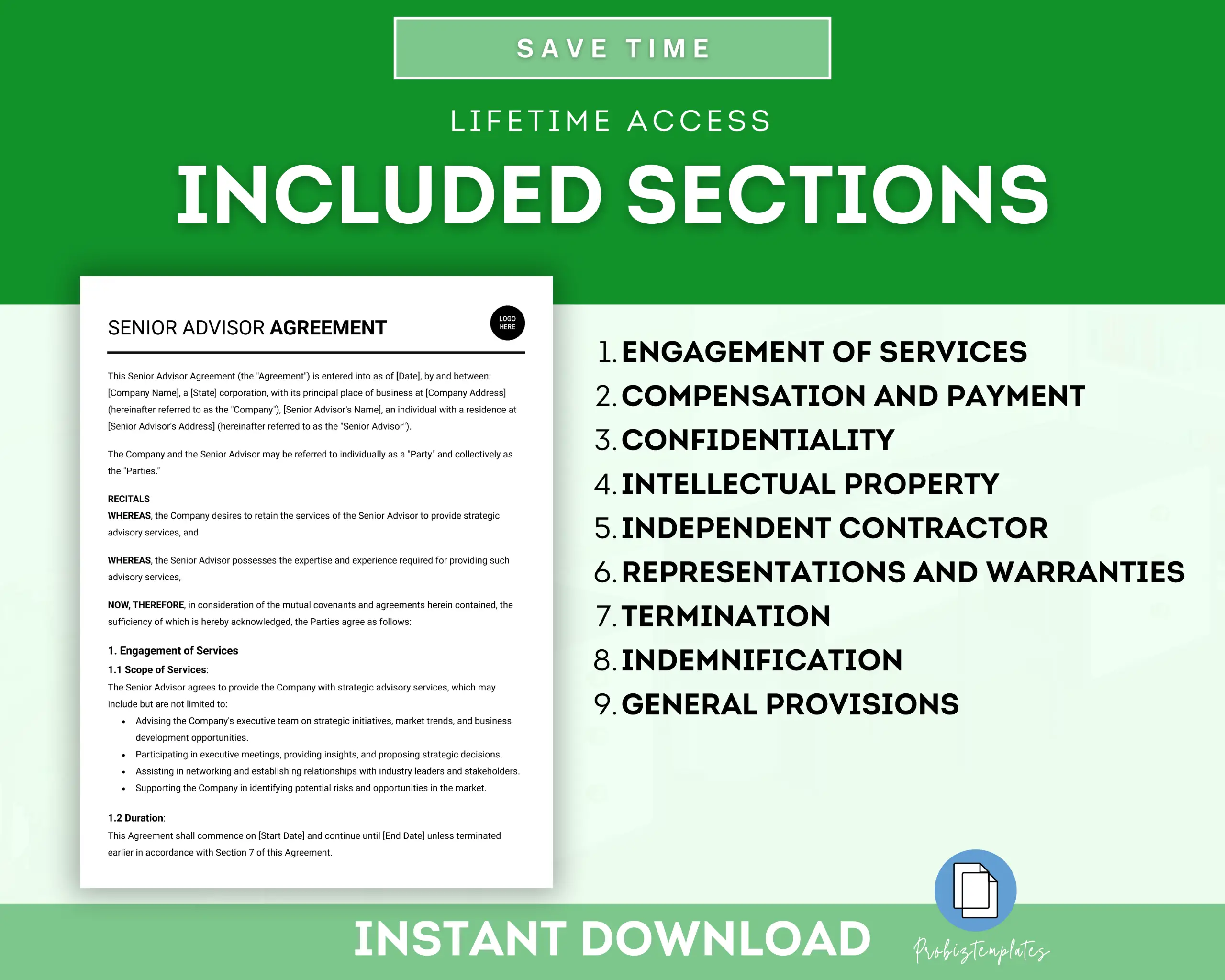 Senior Advisor Agreement Template | ProBizTemplates