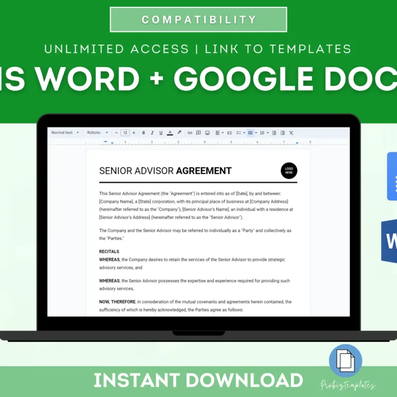 Senior Advisor Agreement Template | ProBizTemplates