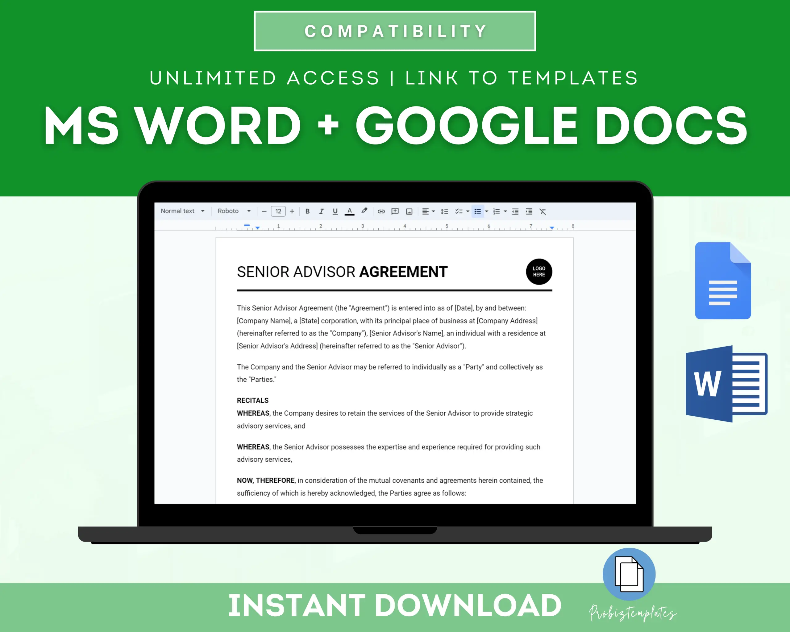 Senior Advisor Agreement Template | ProBizTemplates