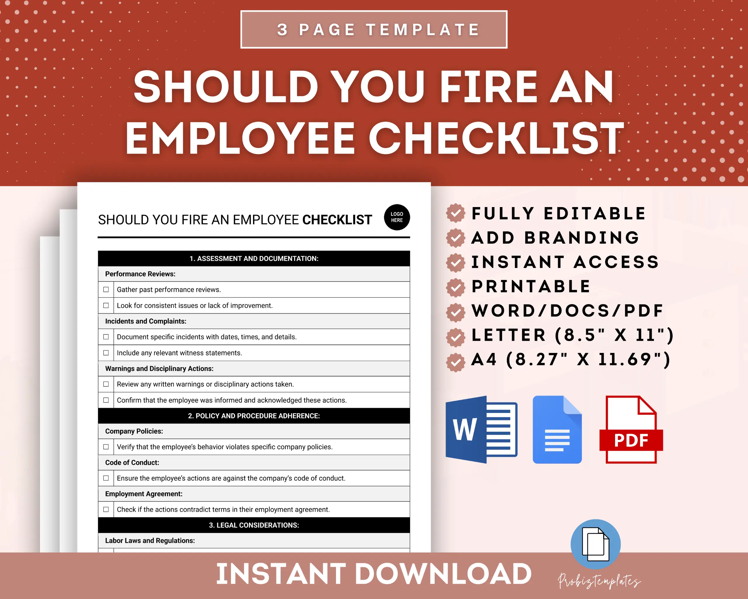 Should You Fire An Employee Checklist | ProBizTemplates