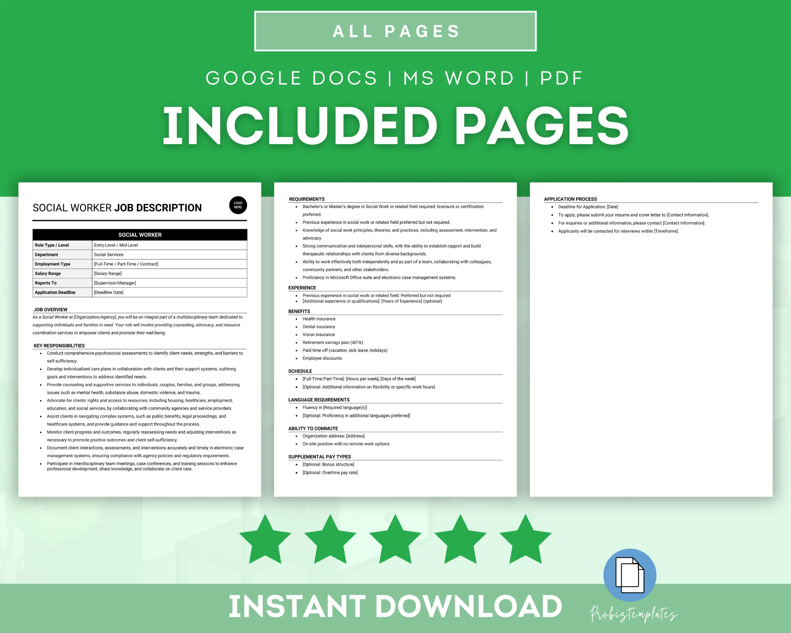 Social Worker Job Description Template | ProBizTemplates