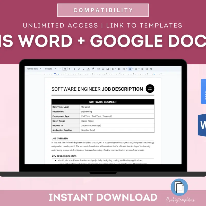 Software Engineer Job Description Template | ProBizTemplates