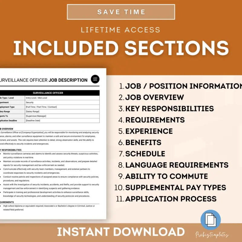 Surveillance Officer Job Description Template | ProBizTemplates