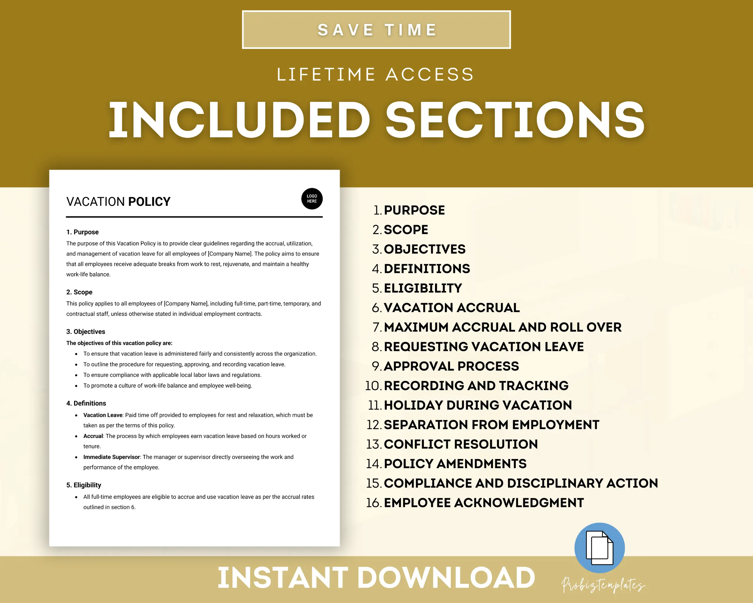 Vacation Policy Template | ProBizTemplates