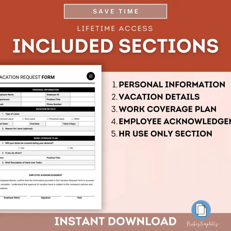 Vacation Request Form Template | ProBizTemplates