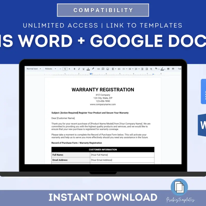 Warranty Registration Letter Template | ProBizTemplates