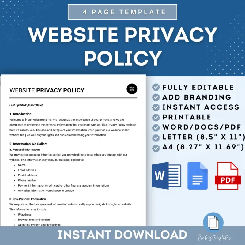 Website Privacy Policy Template | ProBizTemplates
