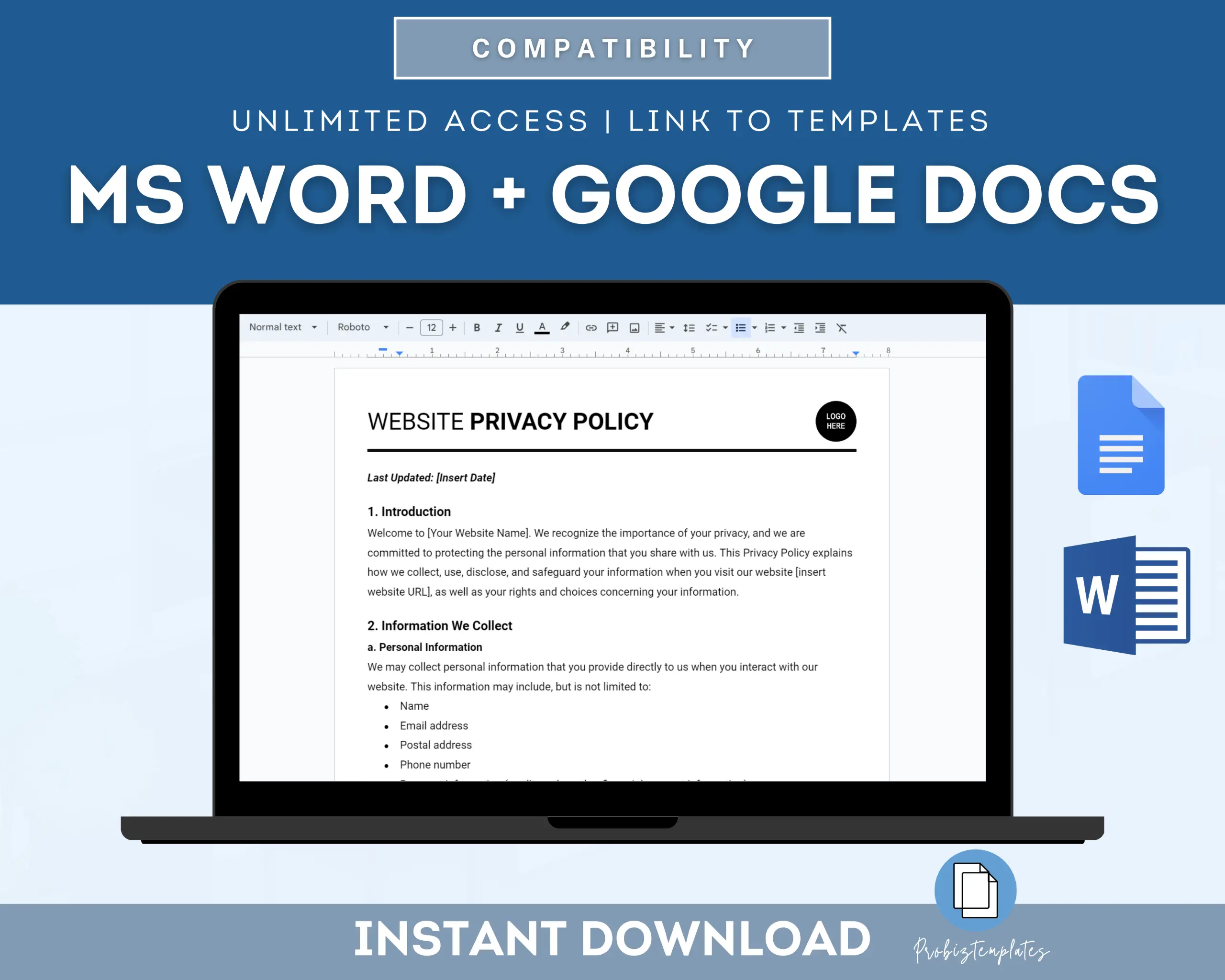 Website Privacy Policy Template | ProBizTemplates
