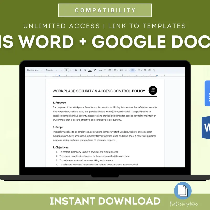 Workplace Security And Access Control Policy Template | ProBizTemplates